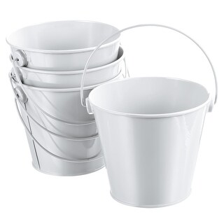 4Pcs 5"x4" Small Metal Bucket Colorful Mini Buckets with Handles White ...