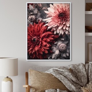 Designart "White Peach Mums Blossoms" Mums Framed Wall Art Living Room ...