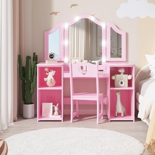 Princess Vanity Table Set for Girls - Kids Dressing Table with Touch ...