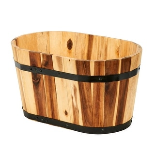 12" Nested Oval Wood Barrel Planter - 12 - Bed Bath & Beyond - 38439480