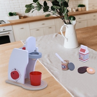 Wooden Simulation Coffee Maker Toy Set with a Dial to Indicate the Size ...