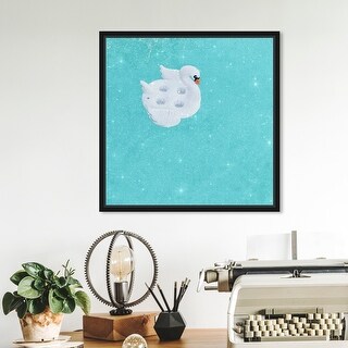 Oliver Gal 'Pool Swan' Holiday and Seasonal Blue Wall Art Canvas Print ...