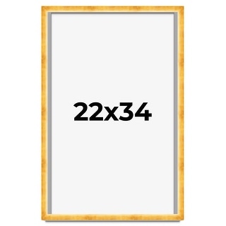 22x34 Shadow Box Frame Gold | 1.625 Inches Deep Real Wood Traditional ...