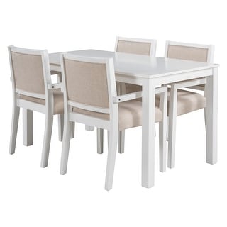 Wood 5-Piece Dining Table Set with 4 Square Arms Dining Chairs ...