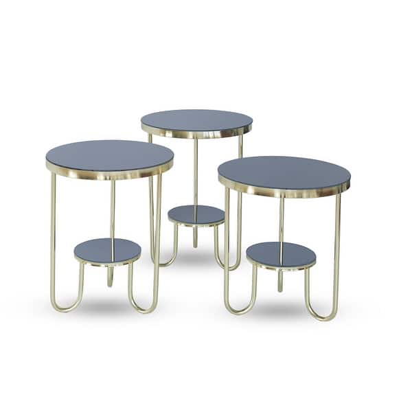 Sasao Modern Oval Nesting Table With Metal Leg, Glass Top - 18" x 24" x ...