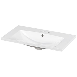 30 Inch Single Bathroom Basin Resin Sink,Vanity Top Only,Three Faucet ...
