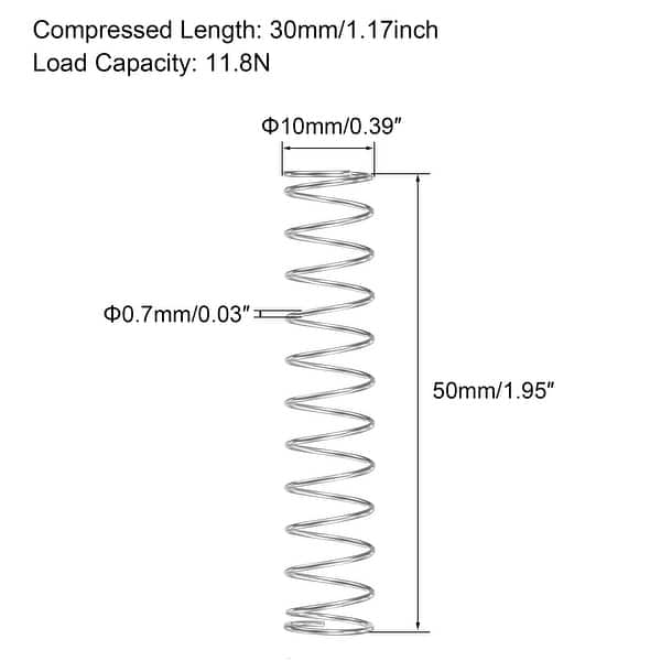 Compression Spring,304 Stainless Steel, Wire Size, Compressed Length ...