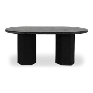 NADAAL STUDIOS Norex Sartoria Dining Table for 6, Oval Black Granite ...