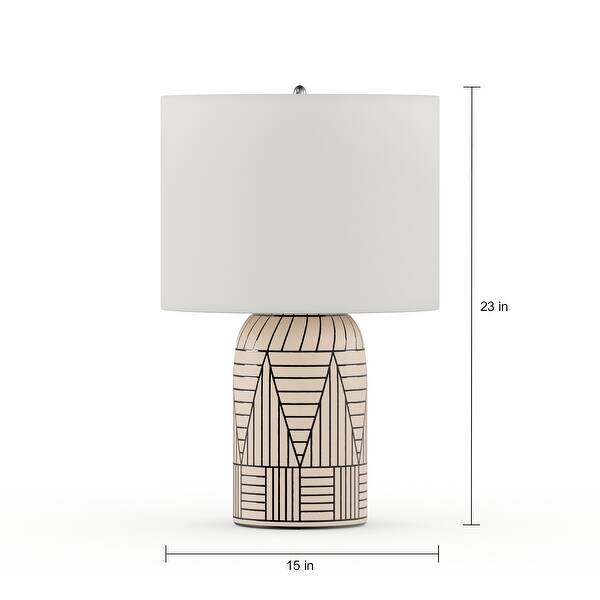 Ceramic Table Lamp with Black Accent Pattern - Bed Bath & Beyond - 37009476