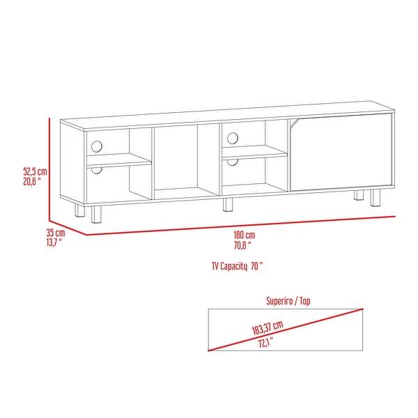 Modern TV Stand with a 1 Cabinet 5 Shelves, Media Console Table for TVs ...