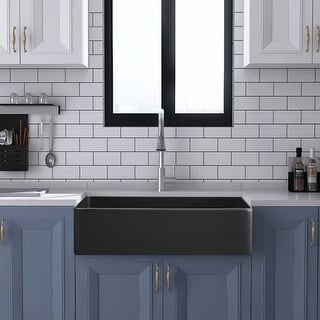 Farmhouse/Apron Front Matt Black Ceramic Kitchen Sink - Bed Bath ...