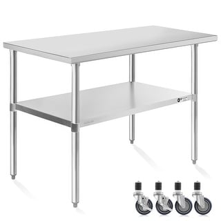 24x48 Inch NSF Commercial Stainless Steel Prep & Work Table w/ Wheels ...