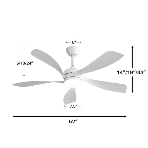 CurveCurio 52" Modern Reversible Ceiling Fan with Dimmable LED Light ...