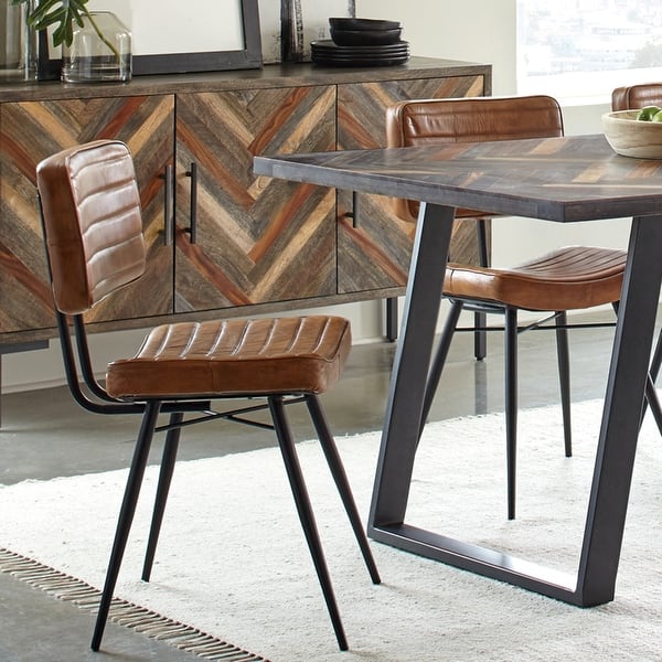 Modern Channel Tufted Leather Dining Chiars (Set of 2) - Bed Bath ...