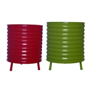 Transpac Metal 22 in. Multicolor Spring Wavy Barrel Nesting Planters ...