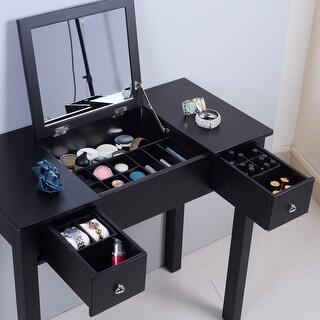 Accent Vanity Table with Flip-Top Mirror and 2 Drawers Jewelry Storage ...