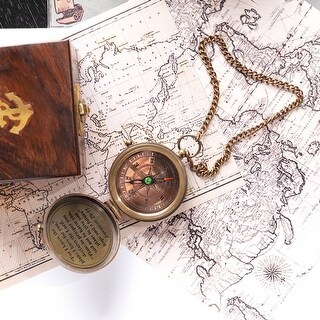 Vintage Collectible Brass Campass with Wood Box - Bed Bath & Beyond ...