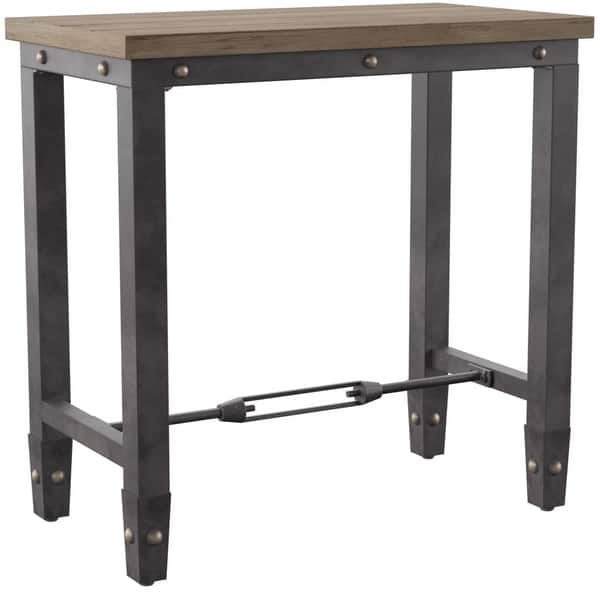 Industrial Style End Table with Metal Base and Metal Rail Fratures, 4 ...