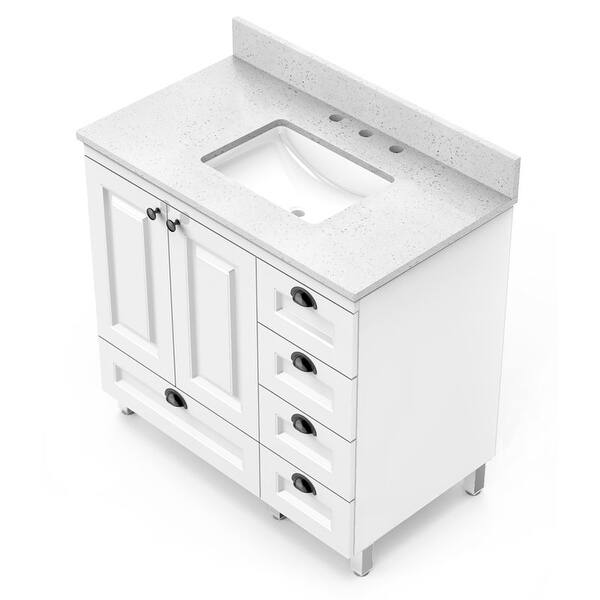 Winette 37" x 22" Engineer Marble Bathroom Vanity Top in Speckled White ...