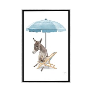 iCanvas "Donkey At The Beach On Deck Chair And Umbrella" by Printable ...