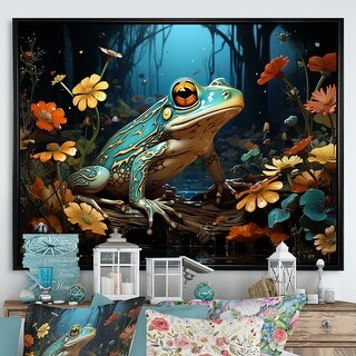 Designart "Abstract Representation Of Green Frog " Frogs & Toads Framed ...