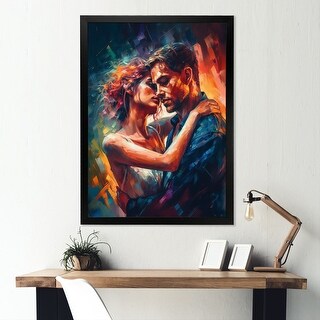 Designart "Colorful Couple Dancing I" Romantic Framed Wall Decor - Bed ...