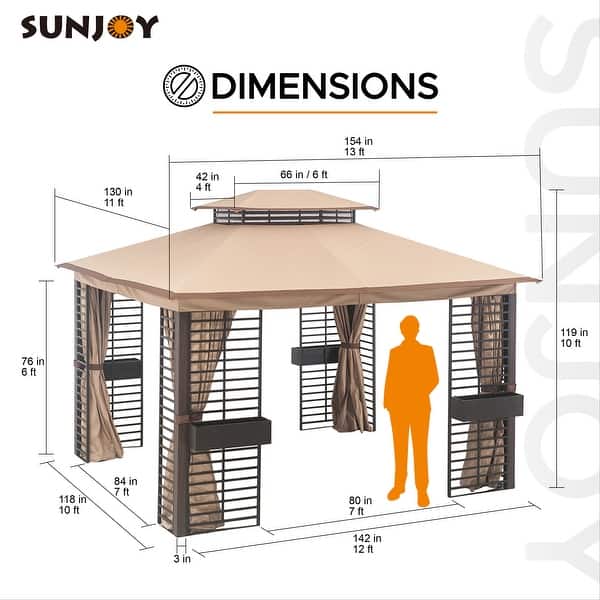 Sunjoy 11 Ft. x 13 Ft. Contempo Gazebo with Planters - Bed Bath ...