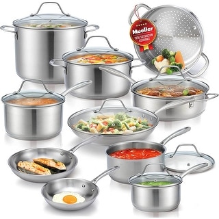 Pots and Pans Set 17-Piece, Ultra-Clad Pro Stainless Steel Cookware Set ...