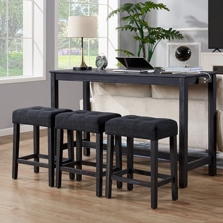 4 PCS Bar Table Dining Sets with Counter Stools and Built-in Power ...