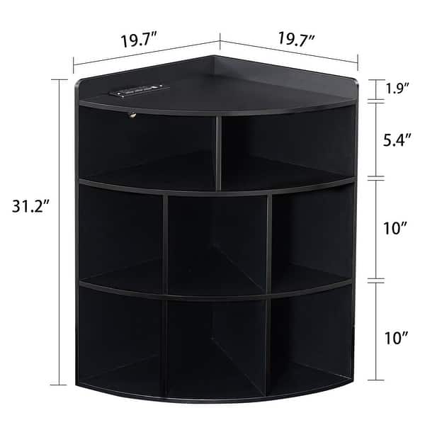 VECELO 4-Tier Wooden triangular Bookcase with Charging Station, Shelf ...