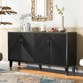 Light Luxury Style Storage Cabinet with Adjustable Shelves, 4-Door ...