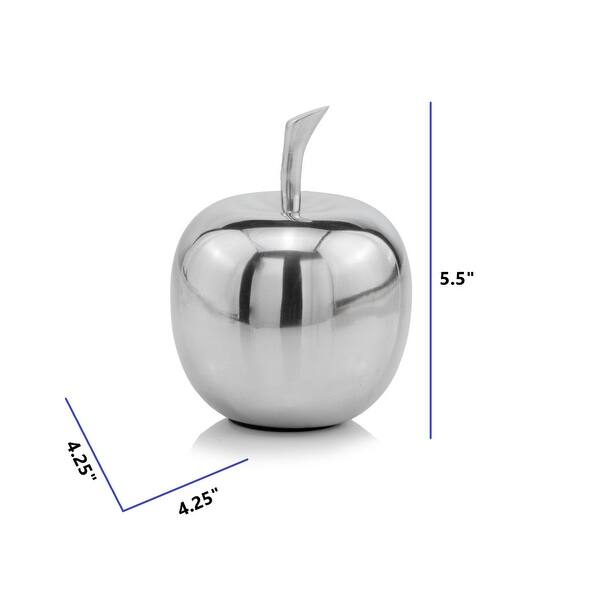 Silver Polished Mini Apple Shaped Aluminum Accent Home Decor - 5.5" x 4 ...