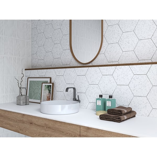 Industry Tile 8x10 Hexagon Spark White Porcelain Tile - On Sale - Bed ...