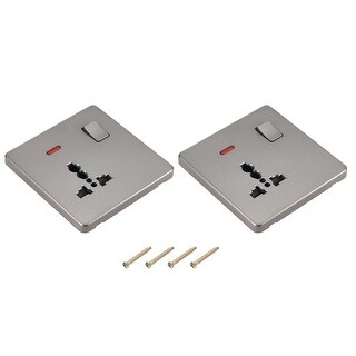 UK US Socket Switch Multi Power Outlet Grey 250V 13A 88mmx86mm Pack of ...
