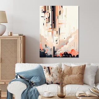 Designart "Peach Cream Multifaceted Whirls" Cubism Metal Wall Art ...