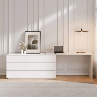 Modern Home Office Expandable Dresser Desk Combo with Drawers - Bed ...