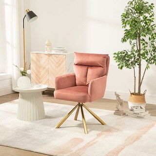 Pink High Back Modern Office Chair Velvet Soft Bottom Seat Living Room ...