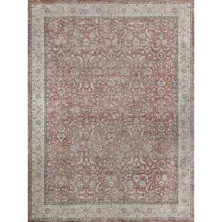 EXQUISITE RUGS Heritage Power-loomed Polyester/Acrylic Red/Light Blue ...