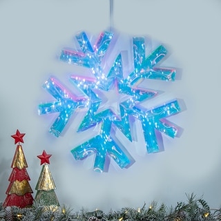 Stunning 18.3 Inch USB Electric Lighted Hanging Holographic Snowflake ...