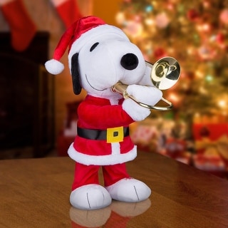 Gemmy Standing Trombone Snoopy in Santa Outfit Peanuts, Multicolored ...