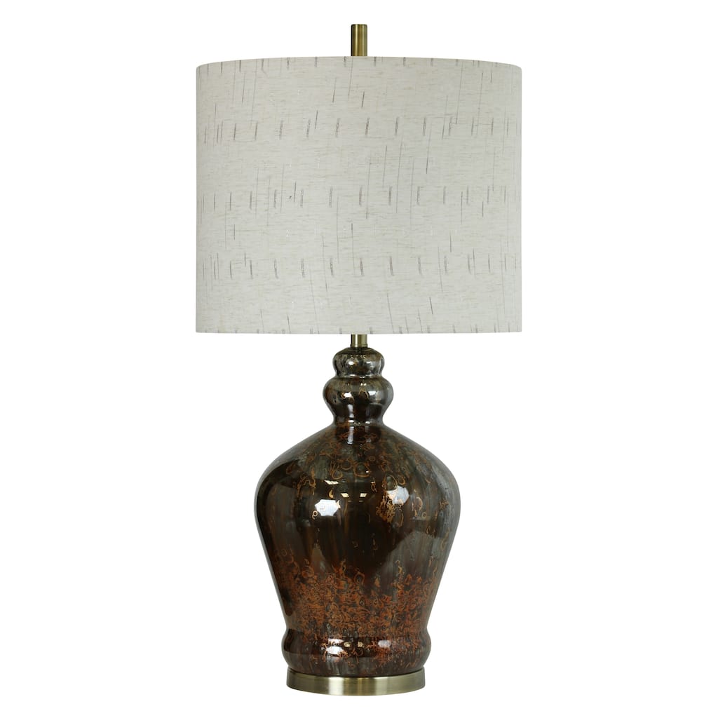 Campomoro Chocolate And Rust Table Lamp - White Hardback Fabric Shade ...