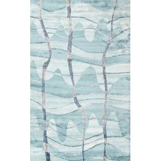 Ahgly Company Machine Washable Contemporary Pale Blue Lily Blue Area ...