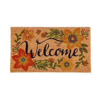 Colorful Floral Welcome Coir Door Mat - Bed Bath & Beyond - 38426066