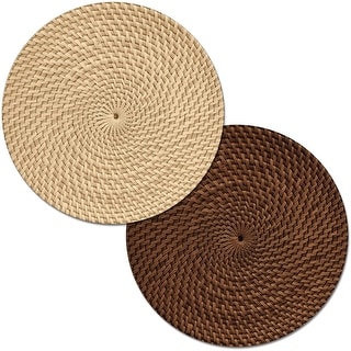 CounterArt Natural Basket Weave Design Round Reversible Easy Care ...