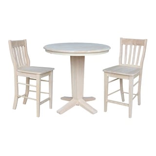 36 in Round Counter Height Extension Dining Table with 12 in Leaf and ...