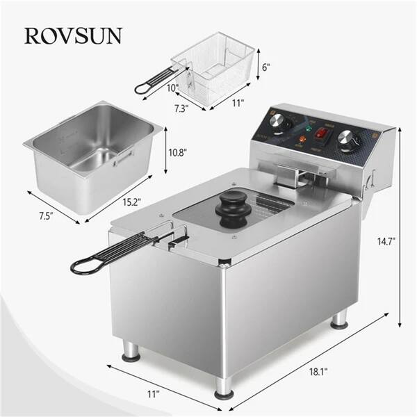 18QT 110V 3300W Single Tank Electric Deep Fryer with Timer - Bed Bath ...