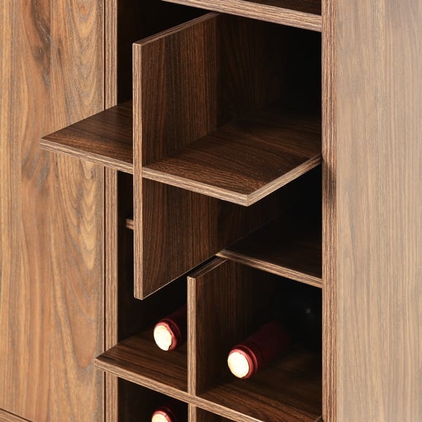 Accent Bar Cabinet with Wine Racks and Adjustable Shelf Storage Coffee ...