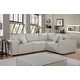 L-Shape Modular Welt Trim Linen Sectional Sofa with 5 Accent Pillows ...