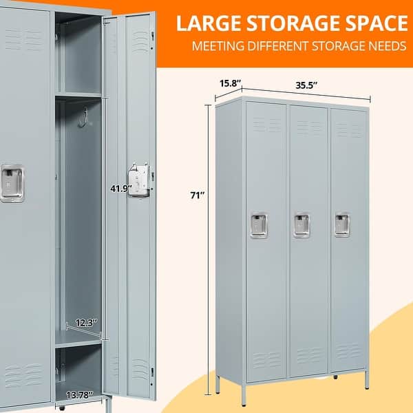 Large Steel Locker with 3 Doors for Employees School - Bed Bath ...