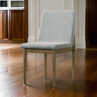 19 Inch Dining Chair, Set of 2, Gray Fabric, Parson Style, Cushioned ...